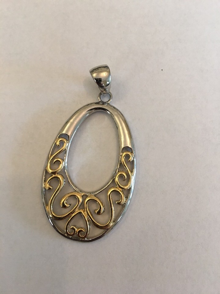 LS Signed Gold Silver Pendant 2.25” Vintage | eBay