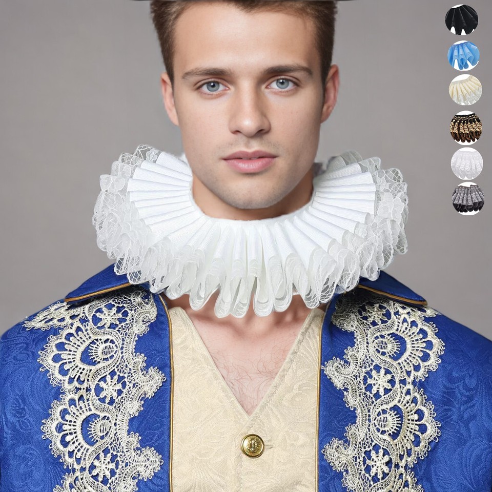 Elizabethan Ruff Collar Victorian Glitter Ruff Collar Renaissance Neck ...