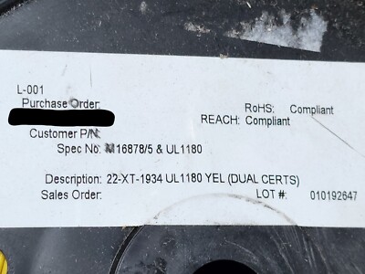 Carlisle/Thermax #22awg UL-1180 SPC PTFE M16878/5-22-4 Type EE Wire ...