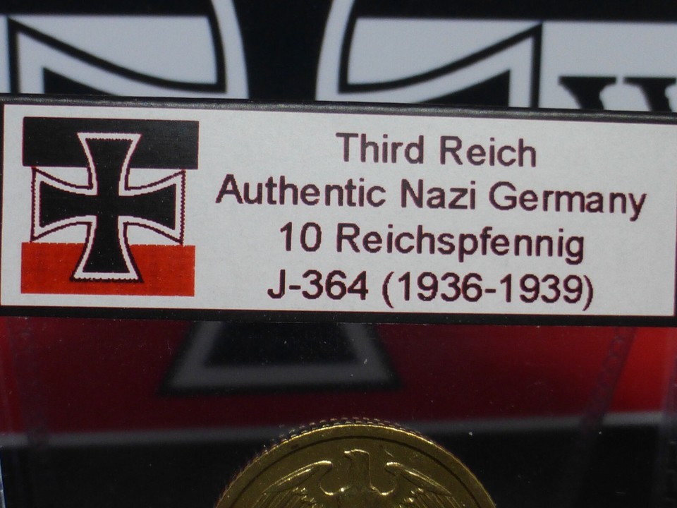 Nazi 10 Reichspfennig Coin and Swastika Stamp Set Third Reich WW2 ...