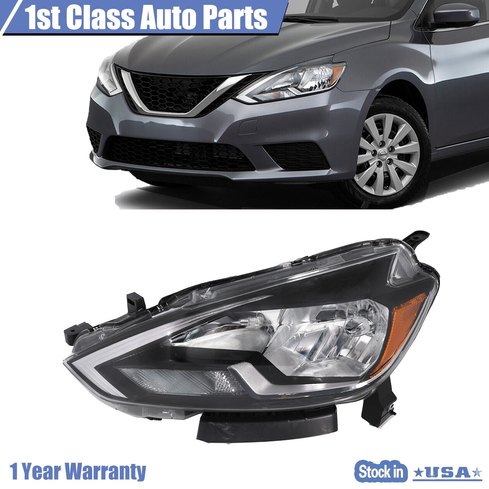 Left Driver Side Halogen Headlight For 2016 2017 2018 Nissan Sentra ...