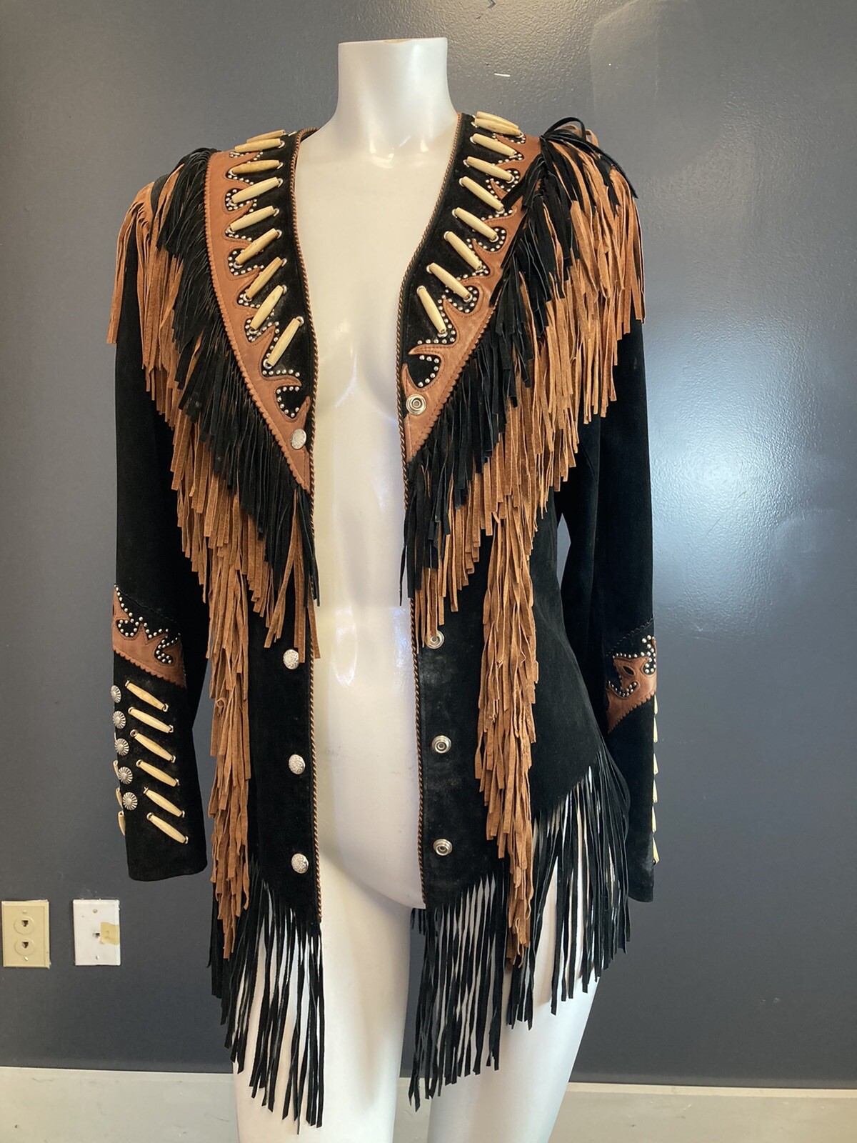 Diamond Leathers women’s fringe & bone jacket Vintage… - Gem