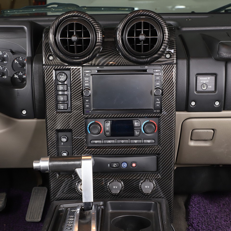 ABS Carbon Fiber Dash Panel Frame interior Trim Set Fits Hummer H2 2003 ...