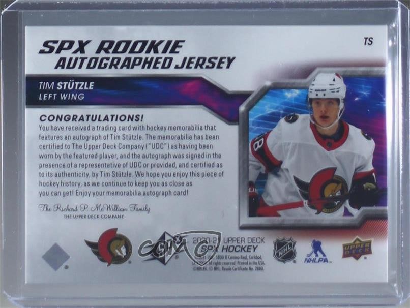 2020-21 SPx Rookie Auto Jersey Tier 2 /165 Tim Stutzle #TS Auto RC | eBay