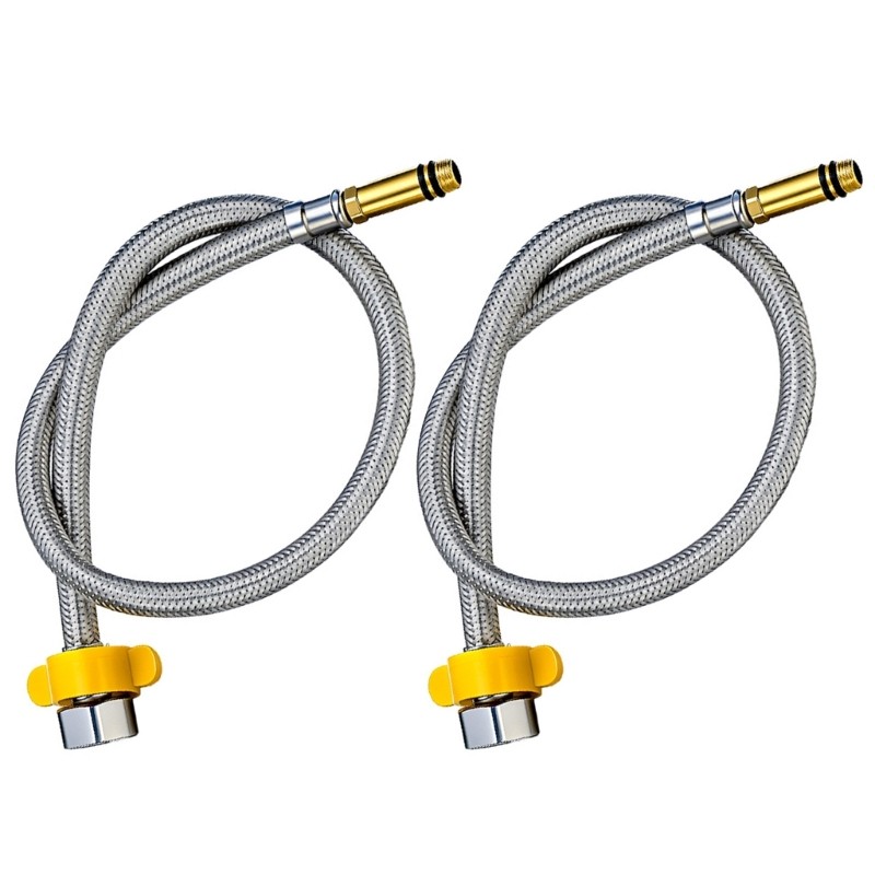 2Pcs Hose Hot and Cold Water Inlet Pipe Stainless Steel Flexible Hose ...