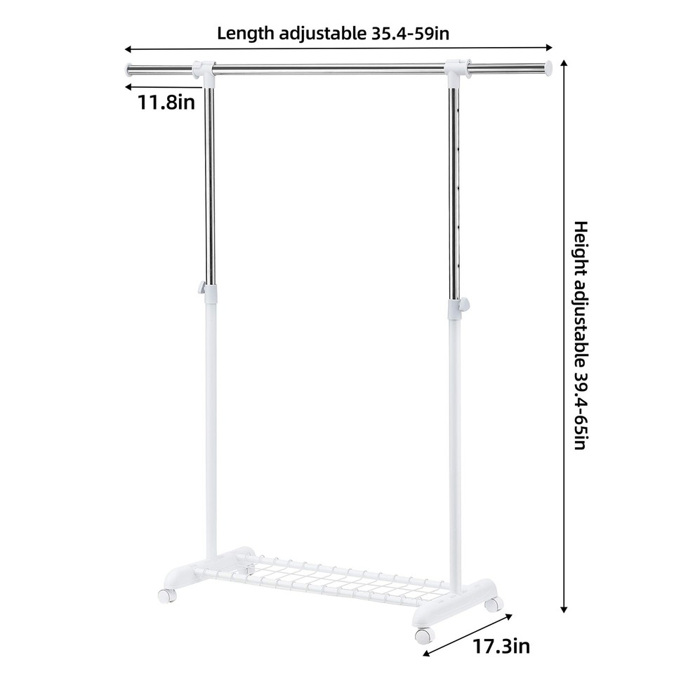 Adjustable Clothing Rack for Hanging Clothes, Heavy Duty Garment Rack ...