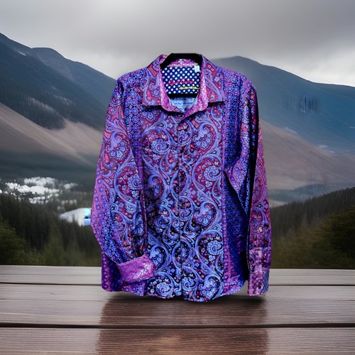 ROBERT GRAHAM Limited Edition “Corinth” Silk Blend Long Sleeve Shirt ...