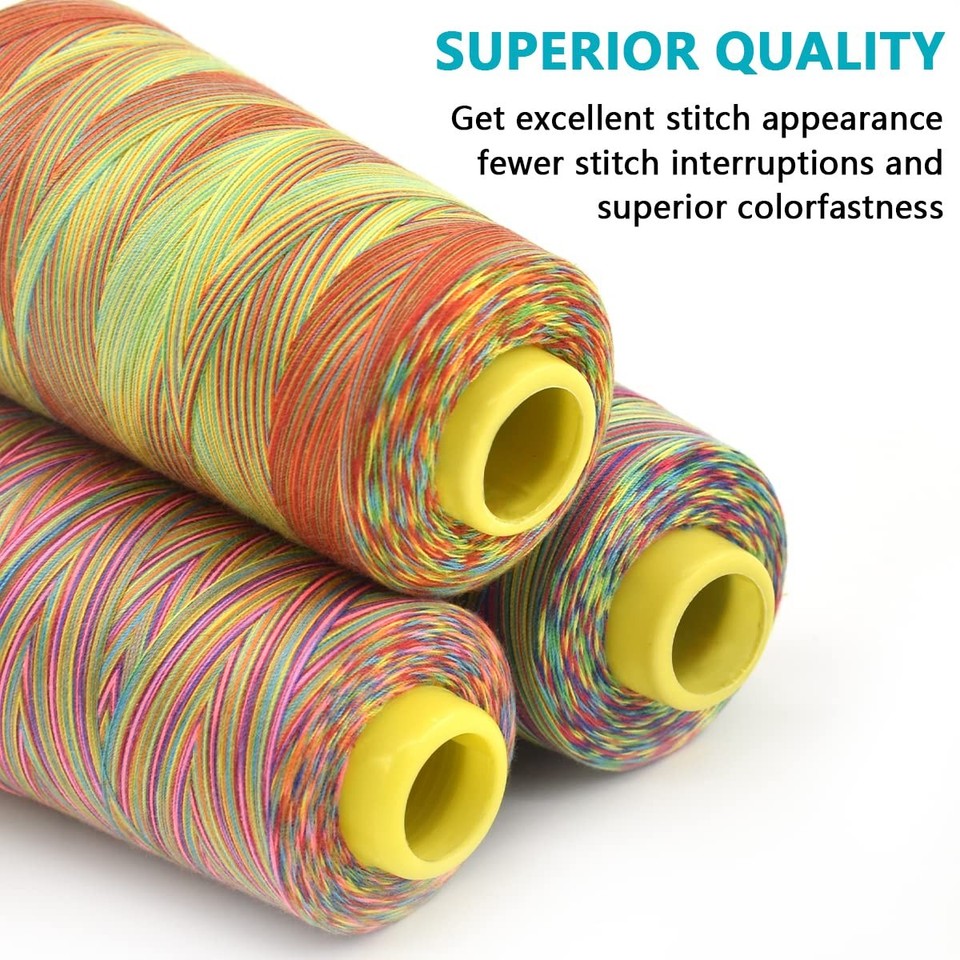 Rainbow Variegated Polyester Sewing Machine Thread - All-Purpose 3 ...