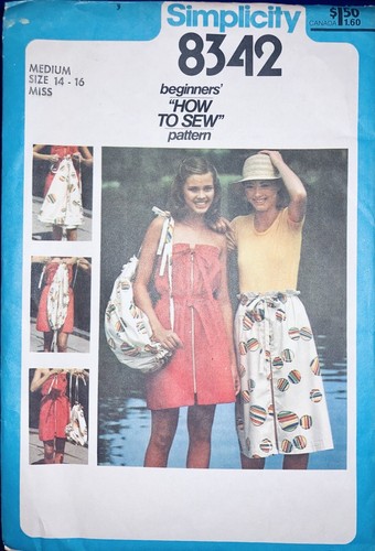 Simplicity 8342; ©1977; Misses' Skirt or Top or Bag, Size Medium 14-16 ...