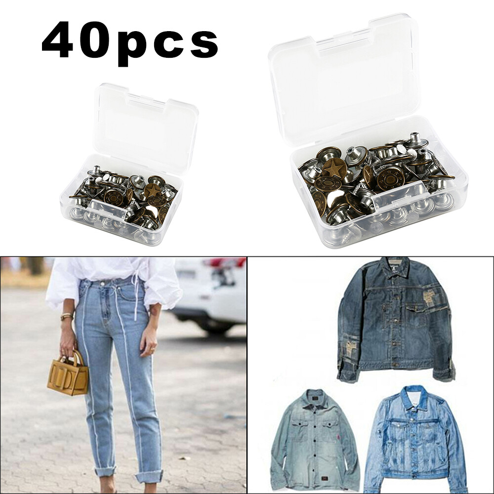 40 Set Snap Button Metal Snaps Buttons with Storage Box Portable ...