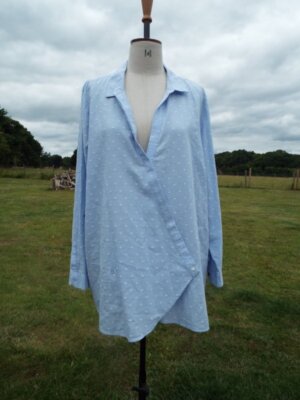 Diagonal Button Through Dobby Chambray Shirt Top PHASE EIGHT Plus Size ...