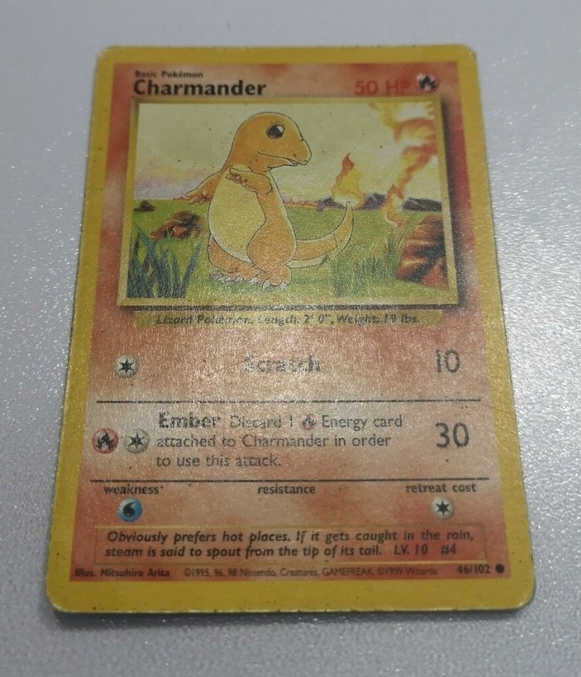 Very Rare Original 1995 Charmander Pokemon Card 46/102 Free Shipping | eBay