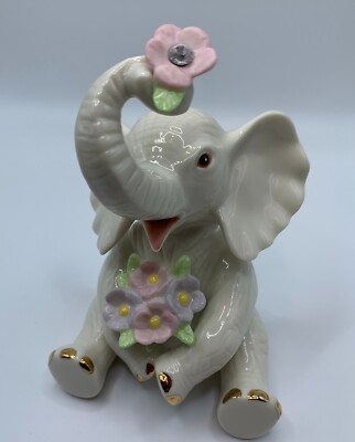 Lenox Jewels Collection Sitting Elephant with Flowers Figurine Clear ...