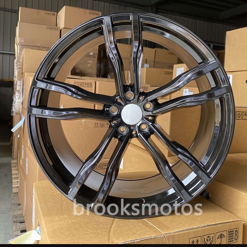 20" GLOSS BLACK STAGGERED WHEELS RIMS FIT BMW X5 E70 F15 X6 E71 F16 ...