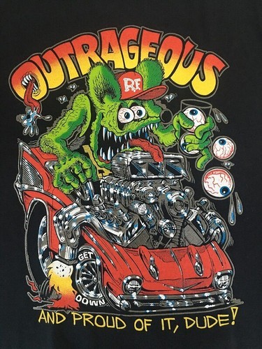 Ed Roth Rat Fink Black Funny Short Sleeve Cotton Unisex S to 5Xl T ...