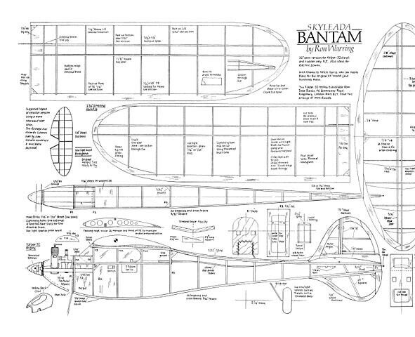 Bantam 32" WS RC Model Radio Control Airplane Printed Plans Templates ...