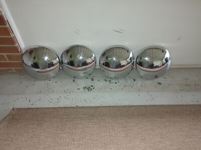 Vintage Baby Moon Chrome Hubcaps 9 1/2 Wide Chevy Ford Hot Rod Custom ...