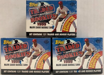 1999 TOPPS TRADED AND ROOKIES MLB BASEBALL 3 FACTORY SET LOT NEW SEALED ...