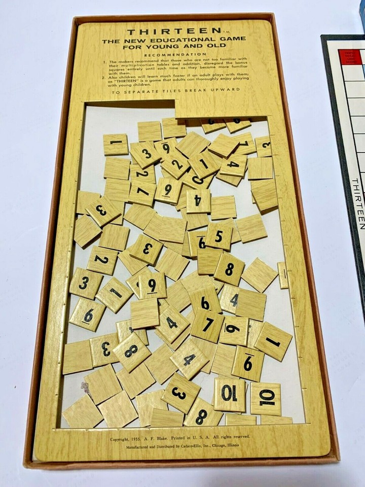 VINTAGE 1955 THIRTEEN 13 BOARD GAME CADACO ELLIS EDUCATIONAL GAME FOR ...