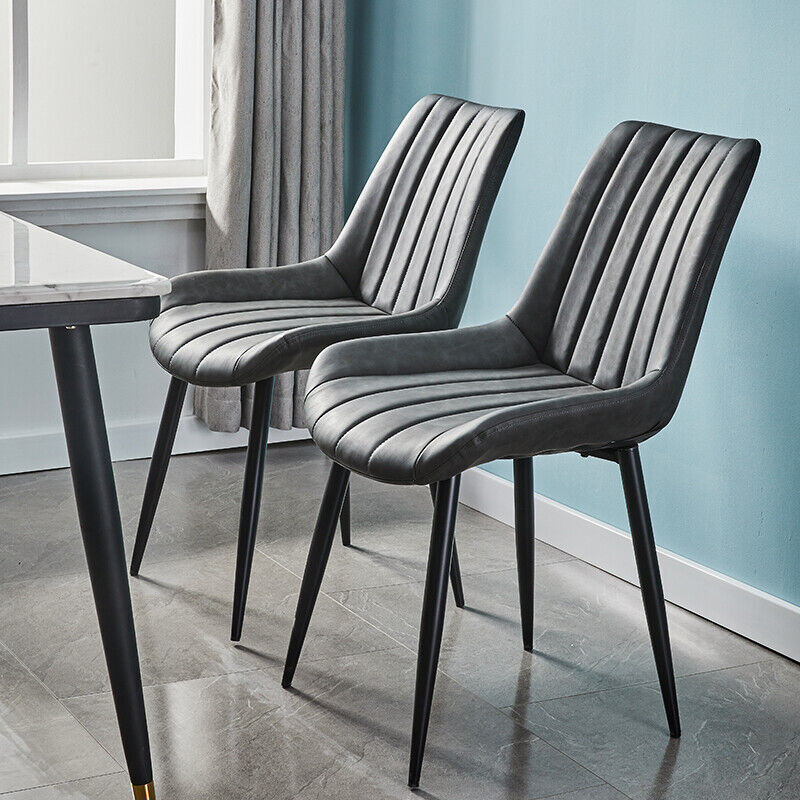 2 Pcs Faux Leather PU Padded Dining Chairs Kitchen Dining Room Chair ...