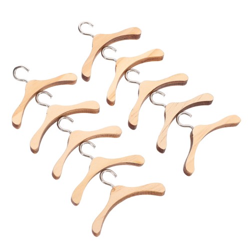 10 Pcs Mini Wooden Clothes Rack Dolls Clothing Hangers Miniature for ...