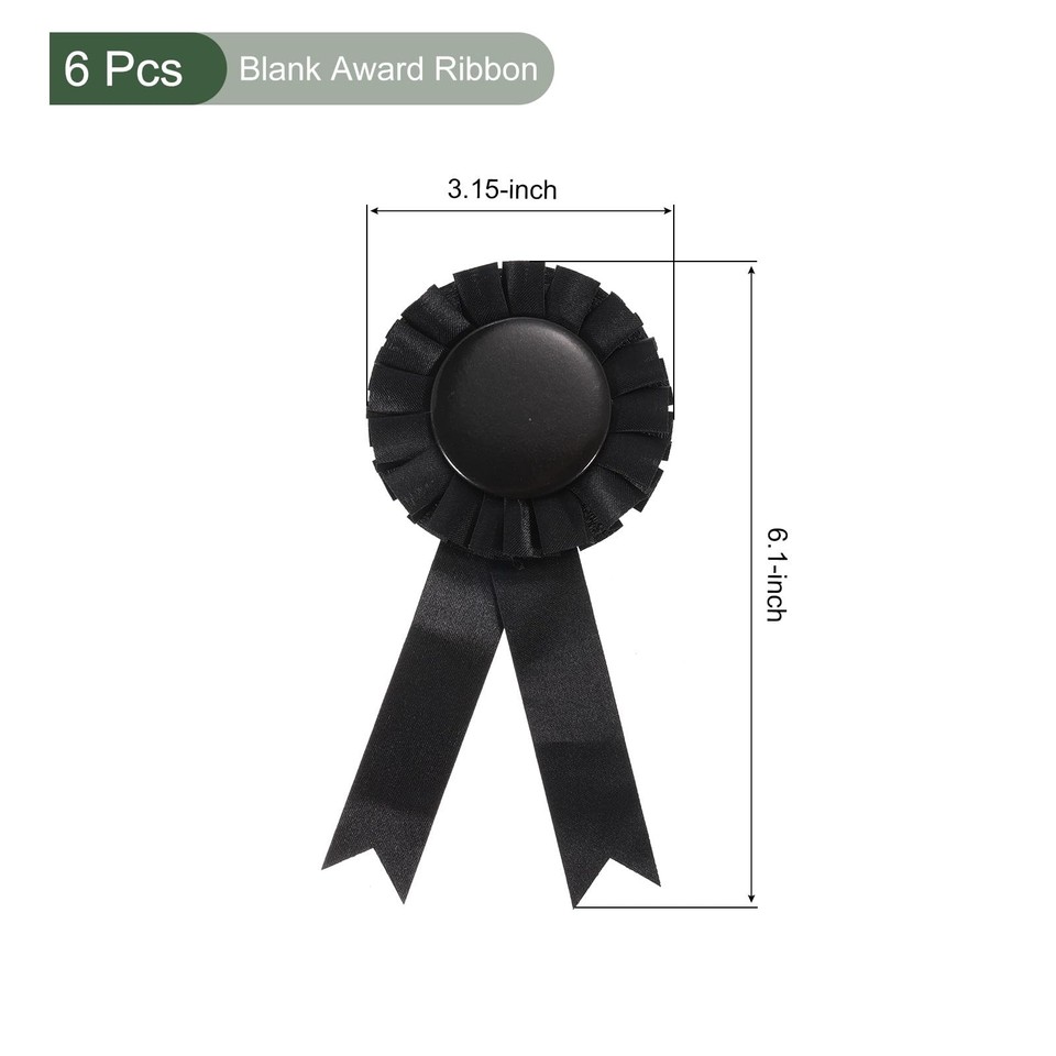 6 PCS Blank Award Ribbon Winner With Pin Recognition Competition Black ...