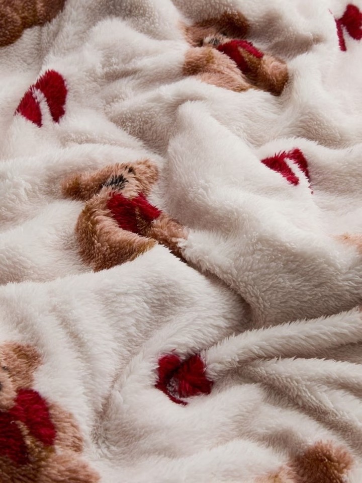 New Christmas festival soft warm Cutest Bear And Bow Fleecy Throw ...