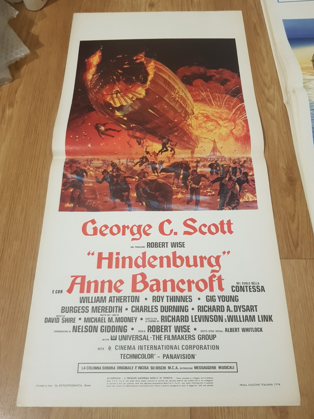 THE HINDENBURG original italian SMALL poster 1975 George C. Scott Anne ...