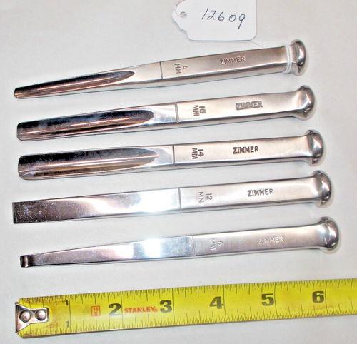 Zimmer Surgical Orthopedic Chisels & Gouges Osteotomes Lot Of 5 Tools ...