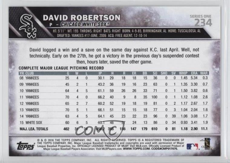 2016 Topps All-Star Game 2016 David Robertson #234 | eBay
