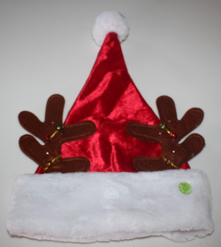 Be Jolly - Light Up - Antler Reindeer Santa Hat - Christmas Red w White ...