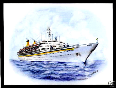 Original Art Work ...ss EUGENIO COSTA ....cruise ship... Costa Cruises ...