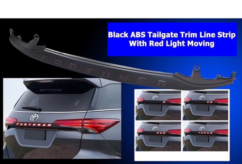 Black ABS Tailgate Trim Line Strip Red Light Moving Toyota Fortuner SW4 ...