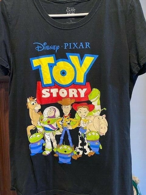 Disney Pixar Toy Story Characters Black Large T-Shirt… - Gem