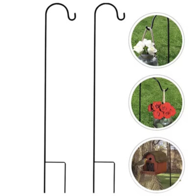 4X Garden Shepherd Crook Hooks For Border Bird Solar Lights Lantern ...