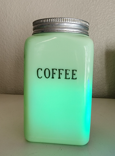Vintage McKee Jadeite Jadite Glass COFFEE Canister 28oz 6.5" Jade-ite ...