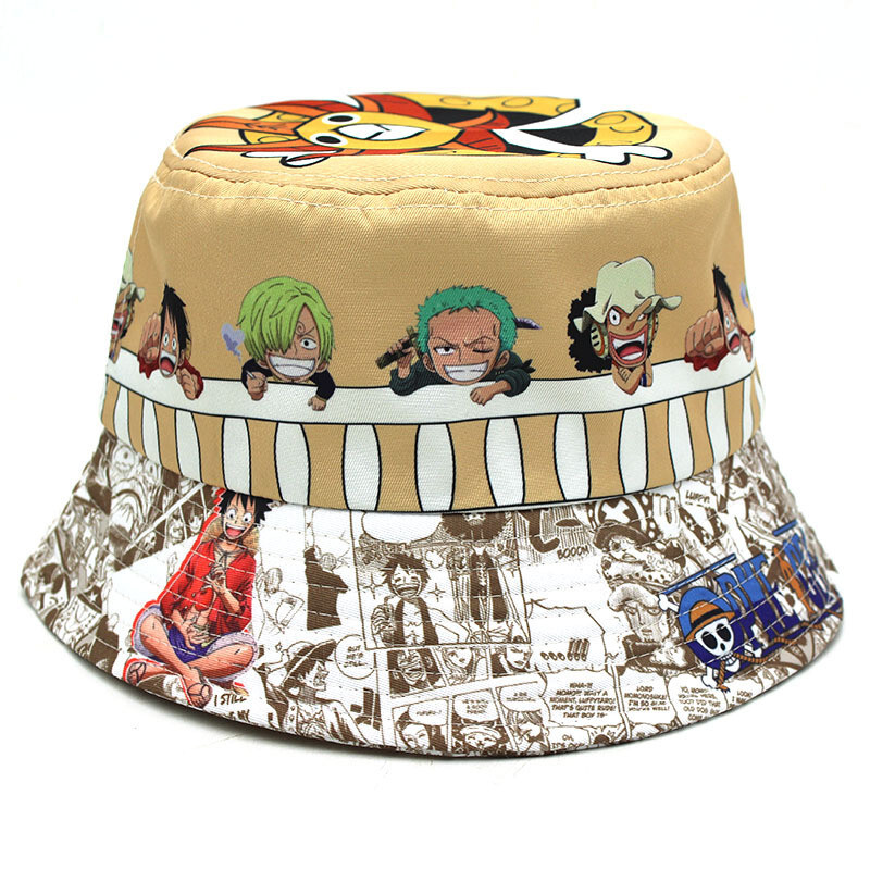 Men Women Bucket Hat Anime Luffy Beanie Cosplay Outdoor Beach Cap Sun ...