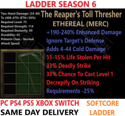 PC PS4 PS5 XBOX SWITCH Ladder Eth Reaper's Toll Diablo 2 Resurrected ...