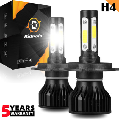 RIDROID 4-Sides H4 9003 HB2 LED Headlight Hi/Low Dual Beam Kit 6000K ...