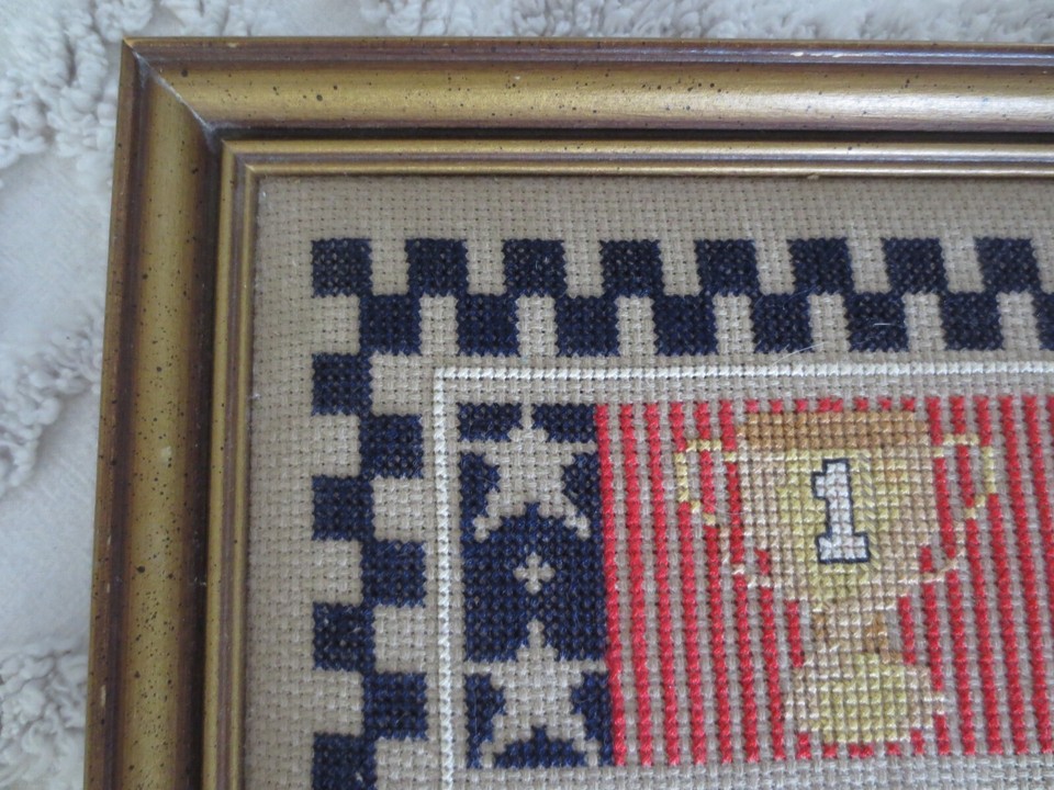 Wood Framed & Padded #1 TROPHY AWARD Cross Stitch SAMPLER - 8-1/2" x 11 ...