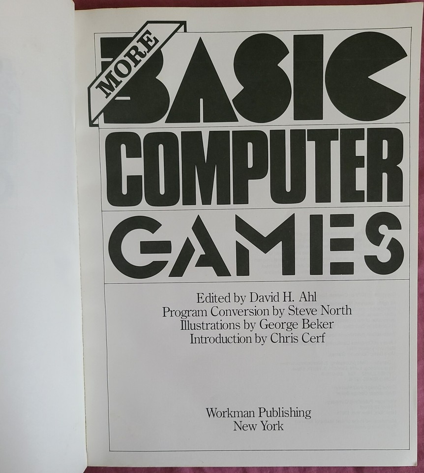 More Basic Computer Games - Ed. David H. Ahl (1980), Workman Publishing | eBay