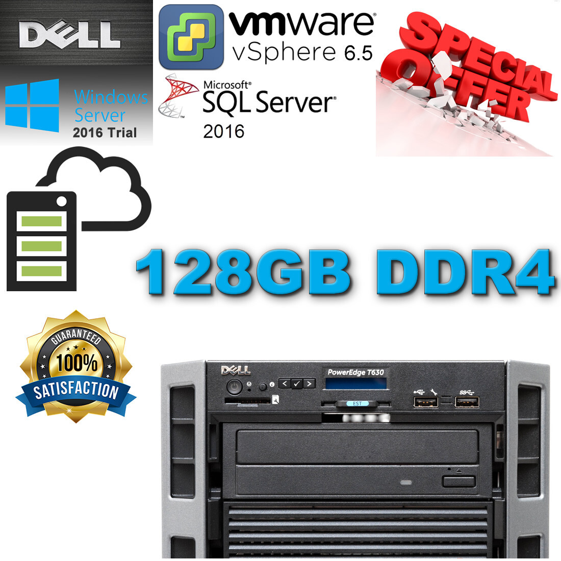 Dell PowerEdge T630 2 x E5-2690 V3 2.60GHz 12Core 128GB RAM - 16 x 1TB ...