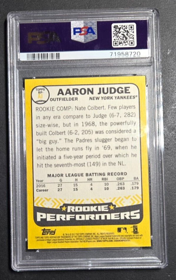 2017 Topps Heritage Aaron Judge Rookie Performers ROOKIE CARD # RP-AJ ...