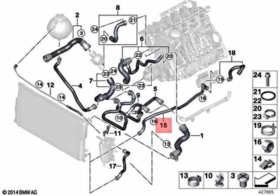 Genuine BMW F07N F10 F10N F11 F11N F18 Radiator Coolant Hose OEM ...