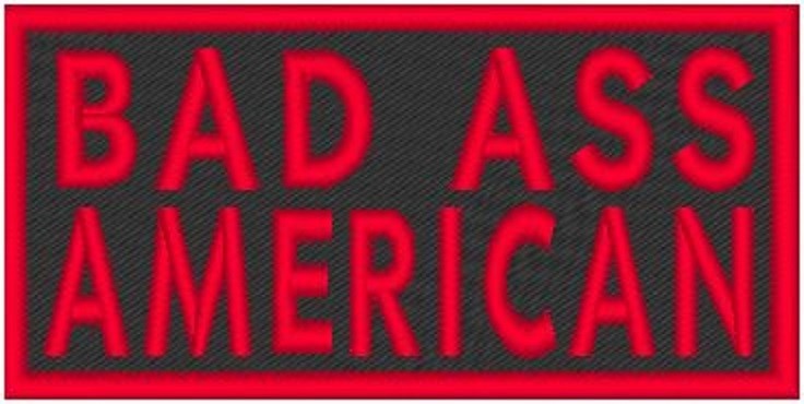 BAD ASS AMERICAN Embroidered Iron On Patch MC Biker Emblem Red Border ...