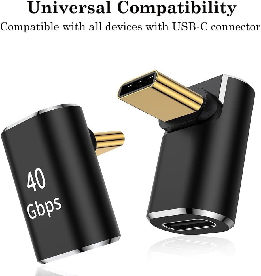 USB C 90 Degree Adapter, Right Angle L Shape USB Type C Male to Female ...