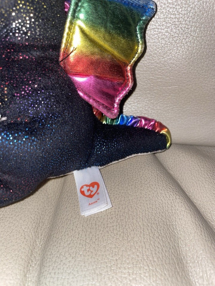 Ty Beanie Boos Anora The Dragon 6" Black with Rainbow Shimmer Wings ...