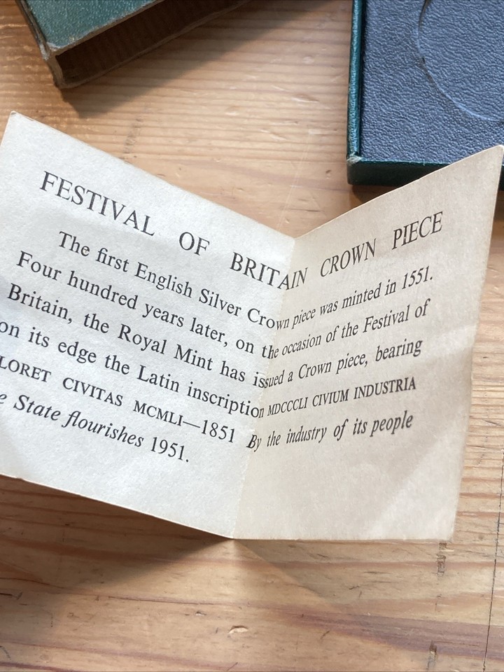 1951 Festival Of Britain Crown in Green Case w/ Leaflet | eBay UK