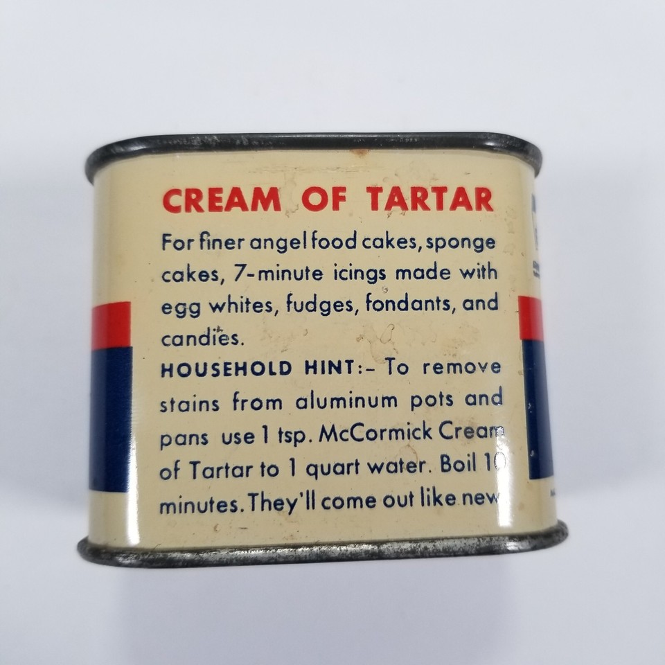 Vintage McCormick Spice Tin Cream Of Tartar 1.5oz Dated 1946 Bee Brand ...