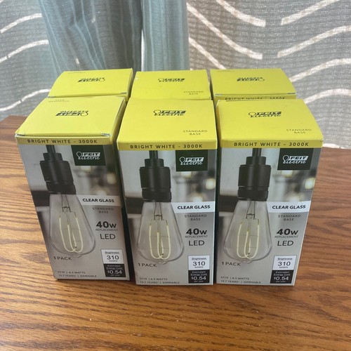 Lot Of 6 Feit Electric ST19 Clear Glass 310 Lumens 4.5W LED 3000K Bulbs ...